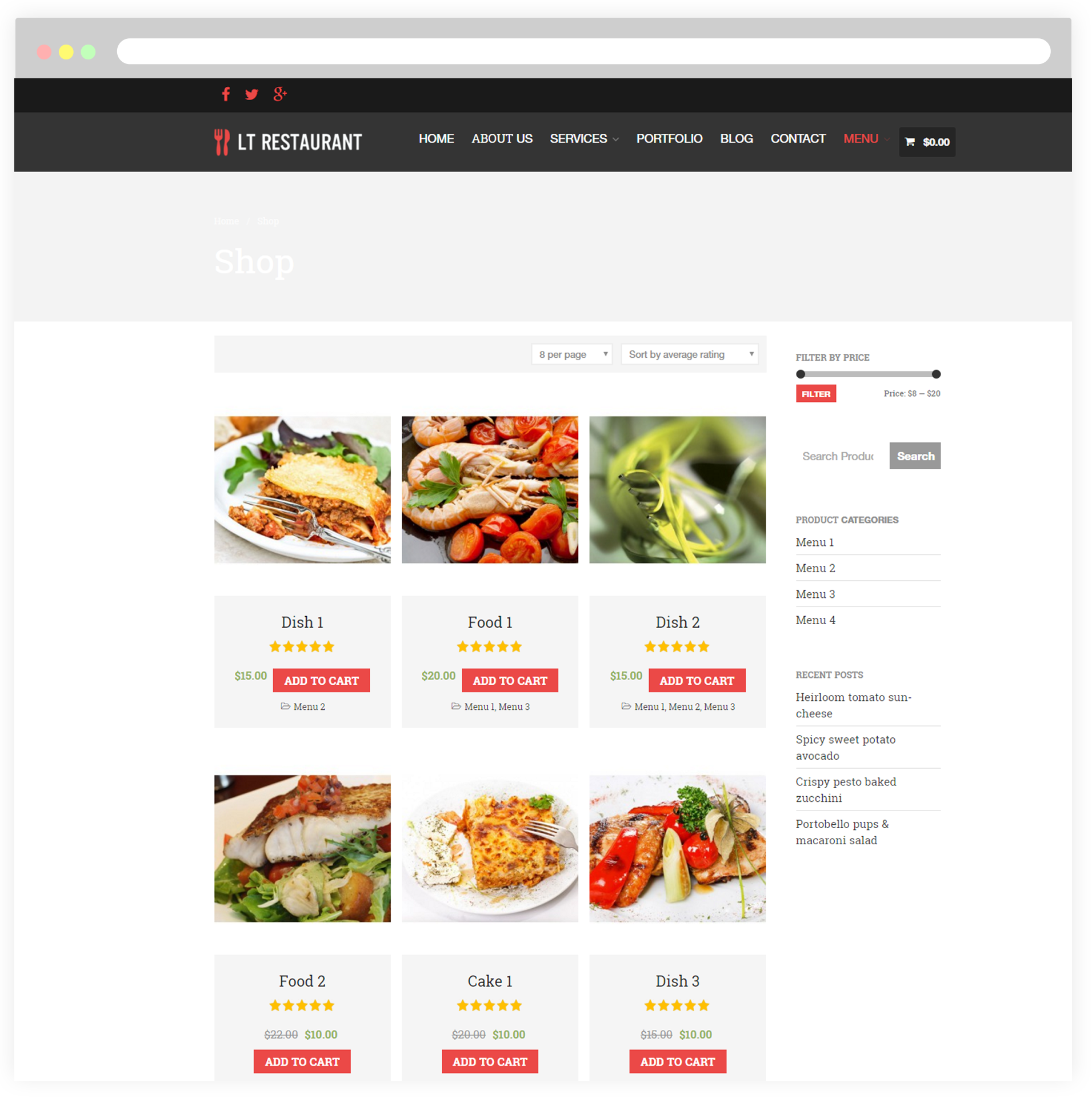 LT Restaurant Free Responsive Food Order Restaurant Wordpress Theme 