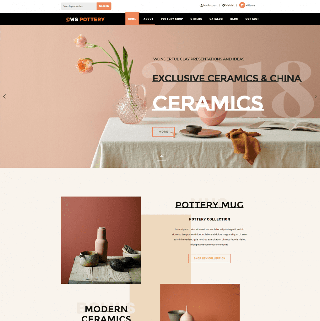 WS Pottery – Responsive Furniture Wordpress theme