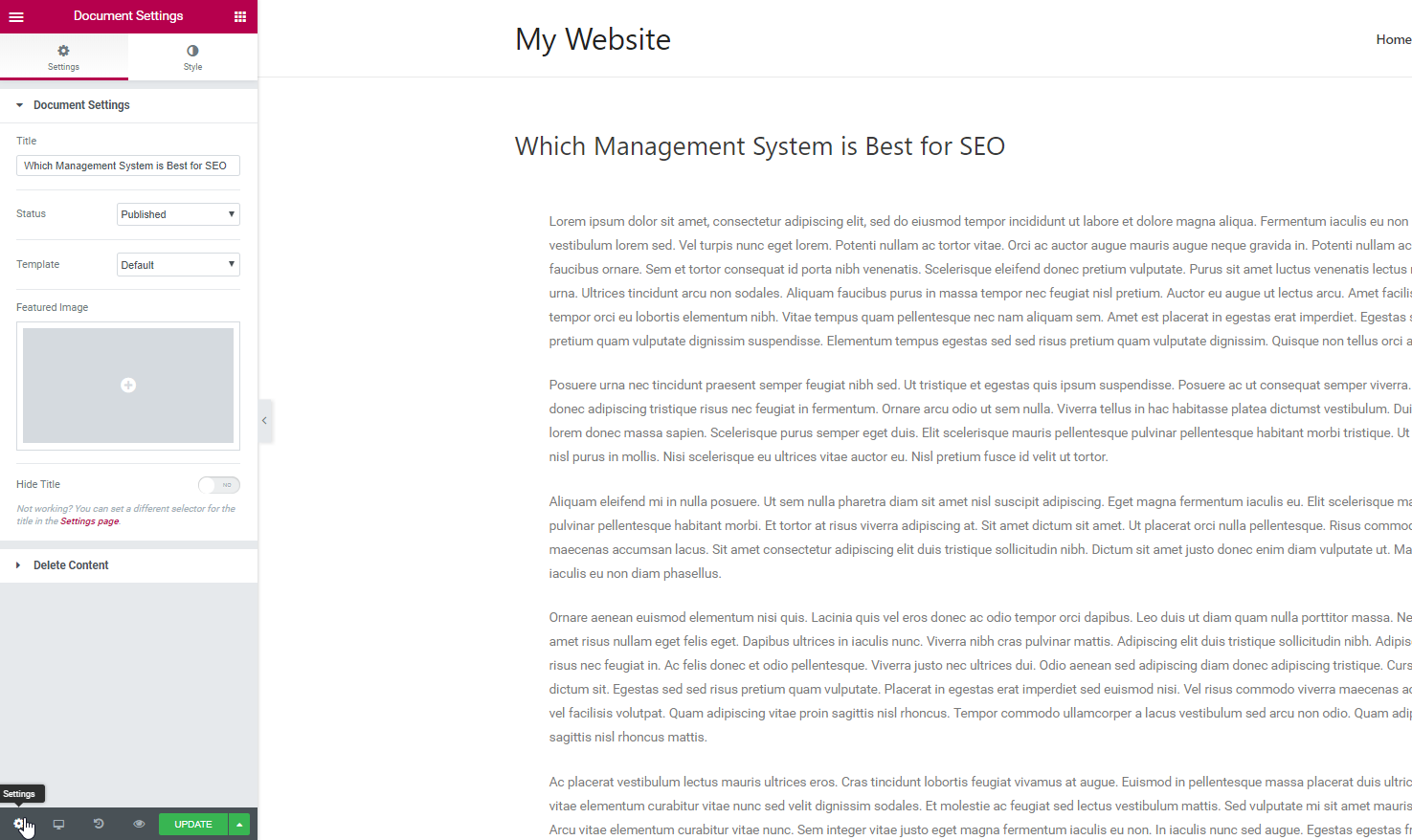 How To Hide The Titles In A WordPress Page With Elementor Page Builder 