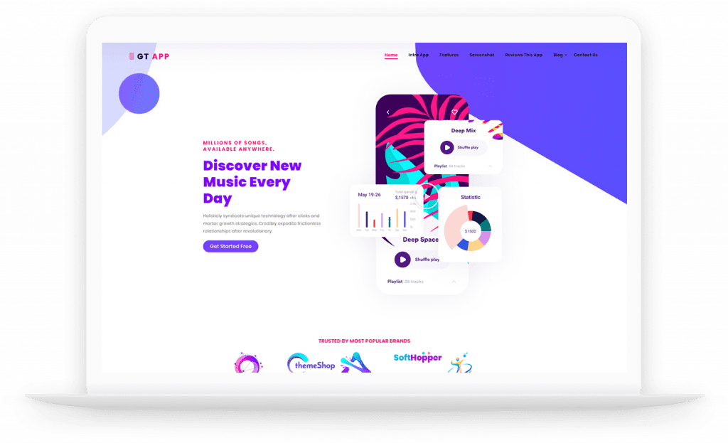 GT App – Free Responsive App Showcase WordPress theme - LTHEME