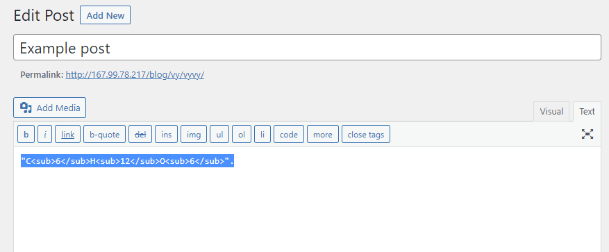 How To Easily Add Subscript And Superscript Characters In WordPress 